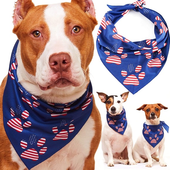 Dog | American Flag Patriotic 4th Of July Paw Print Dog Bandana For ...